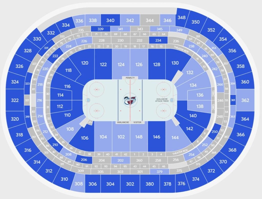 Ball Arena Seating Chart with Seat Numbers and Rows