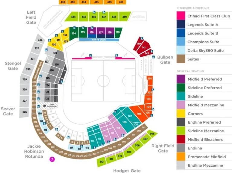 Citi Field Seating Chart with Seat Numbers and Rows, New York Mets Seat Map