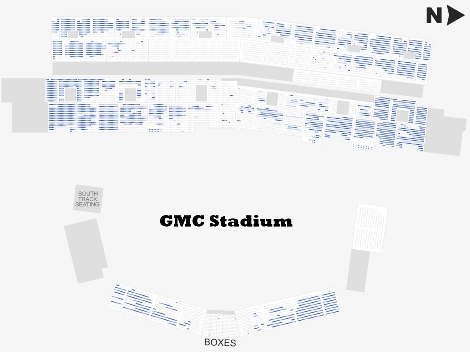GMC Stadium Seating Chart with Rows and Seat Numbers
