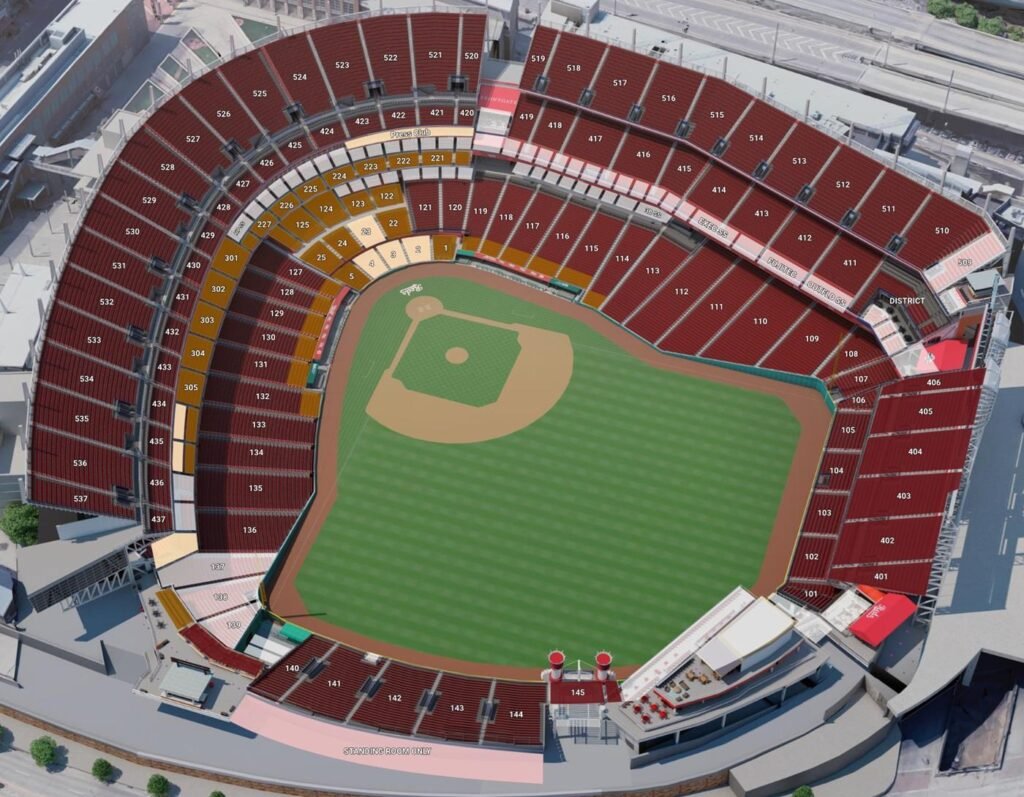 Great American Ball Park Seating Chart with Seat Numbers and Rows