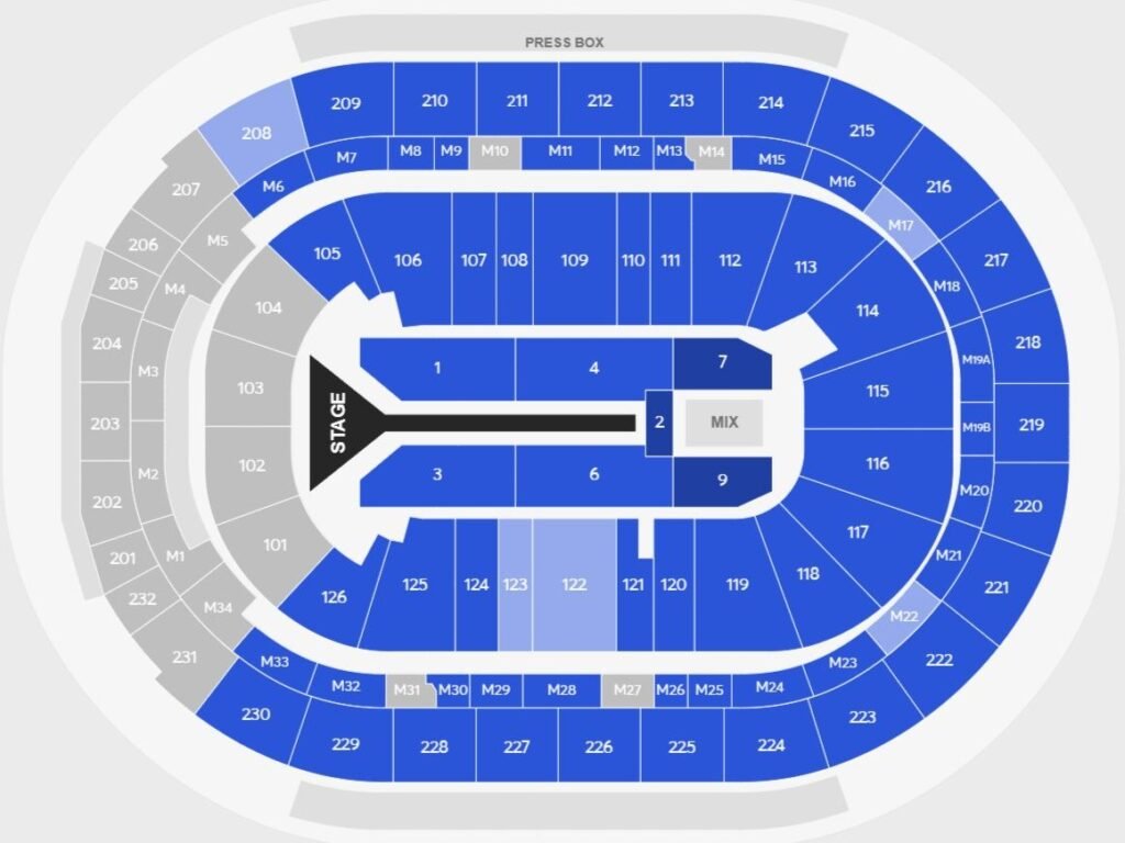 Little Caesars Arena Seating Chart with Seat Numbers and Rows