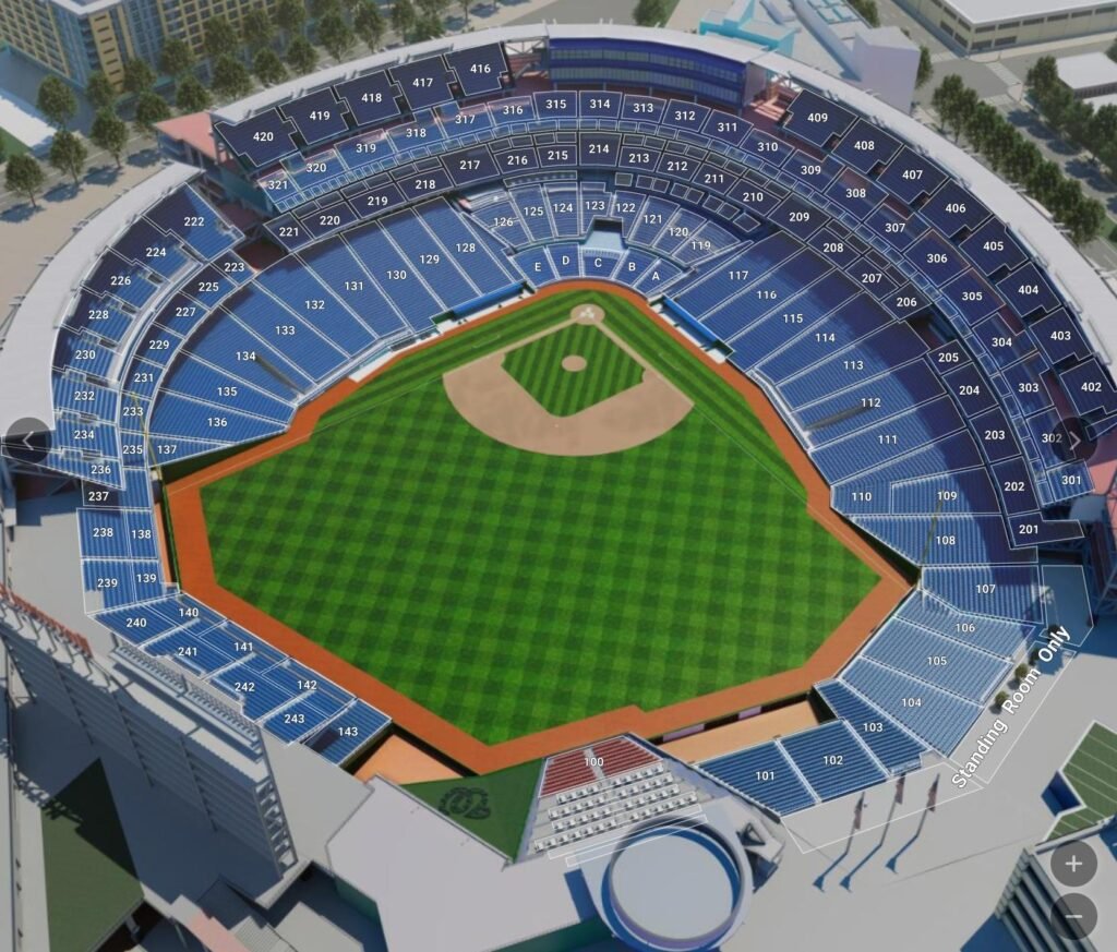 Nationals Park Seating Chart with Seat Numbers and Rows, Washington ...