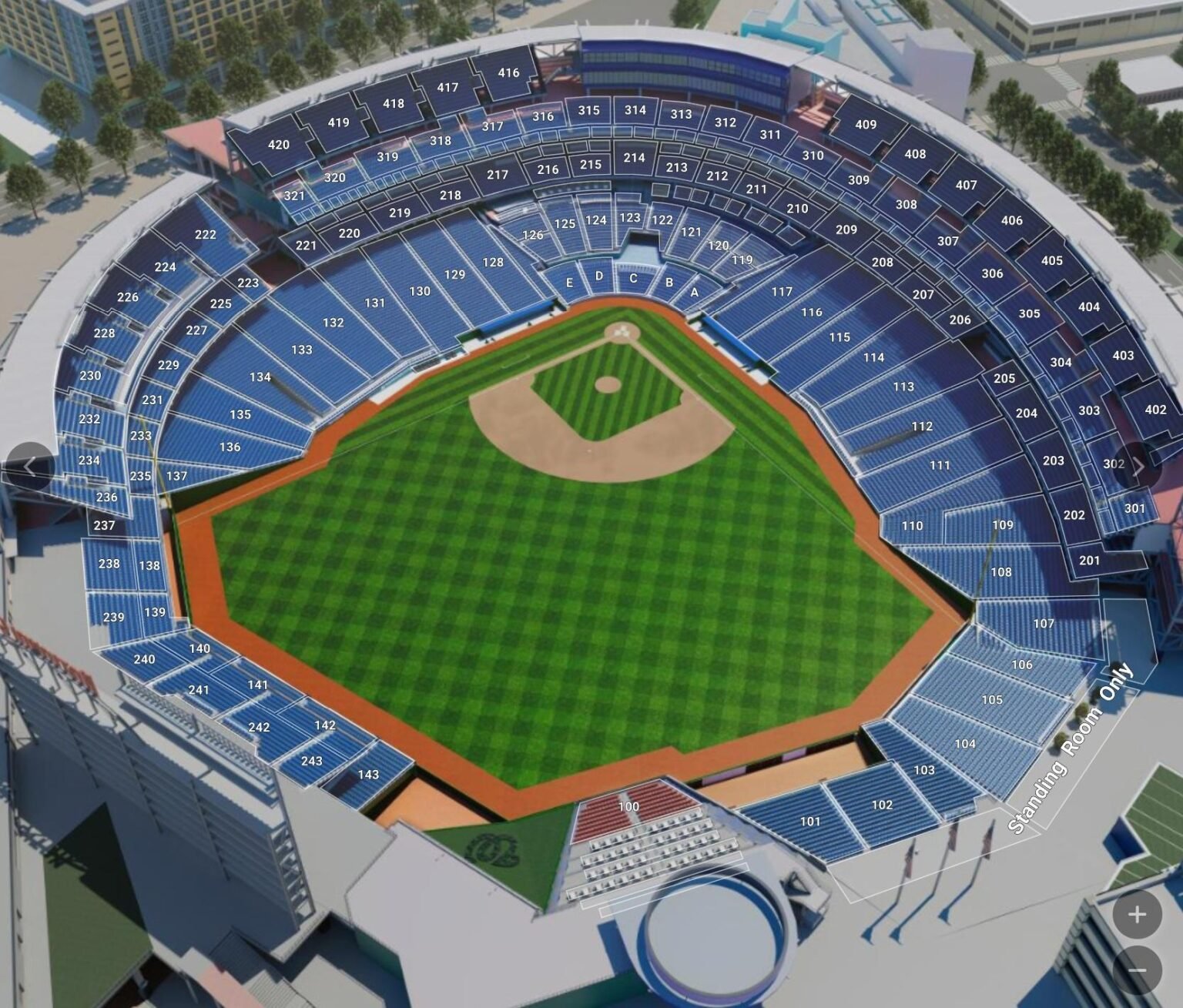 Nationals Park Seating Chart with Seat Numbers and Rows, Washington ...