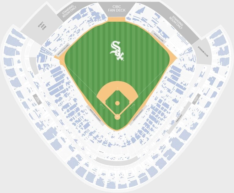 Rate Field Seating Chart with Seat Numbers and Rows, Chicago White Sox Map