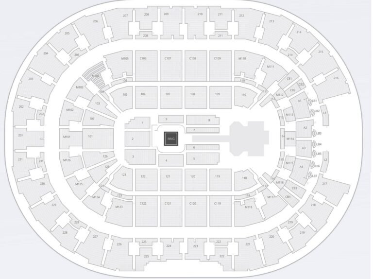 Rocket Arena Seating Chart with Seat Numbers and Rows