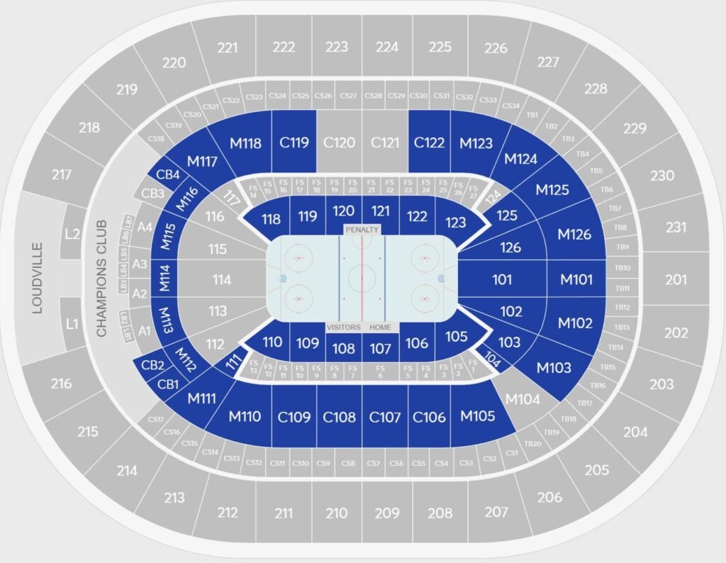 Rocket Arena Seating Chart with Seat Numbers and Rows