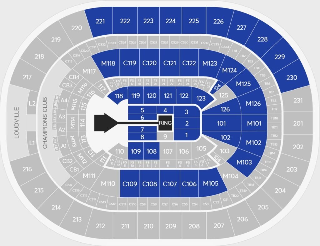 Rocket Arena Seating Chart with Seat Numbers and Rows