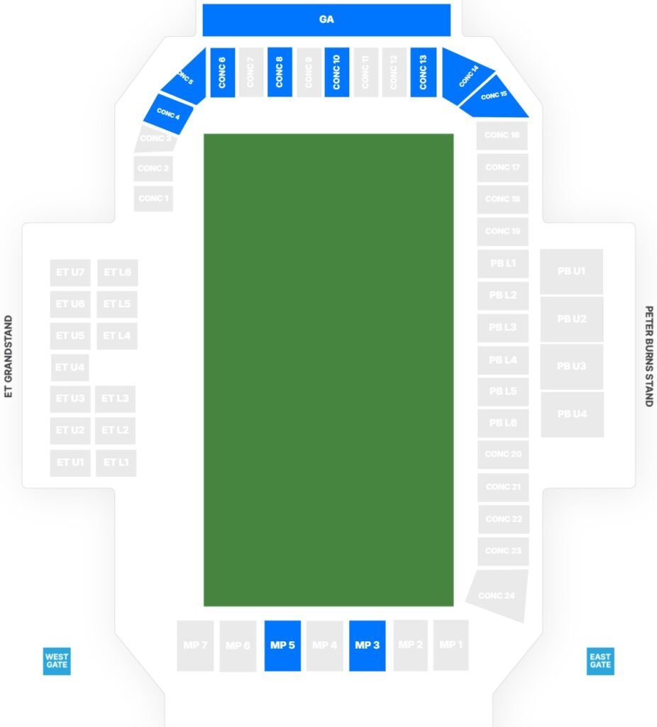 Shark Stadium Seating Map with Seat Numbers and Rows