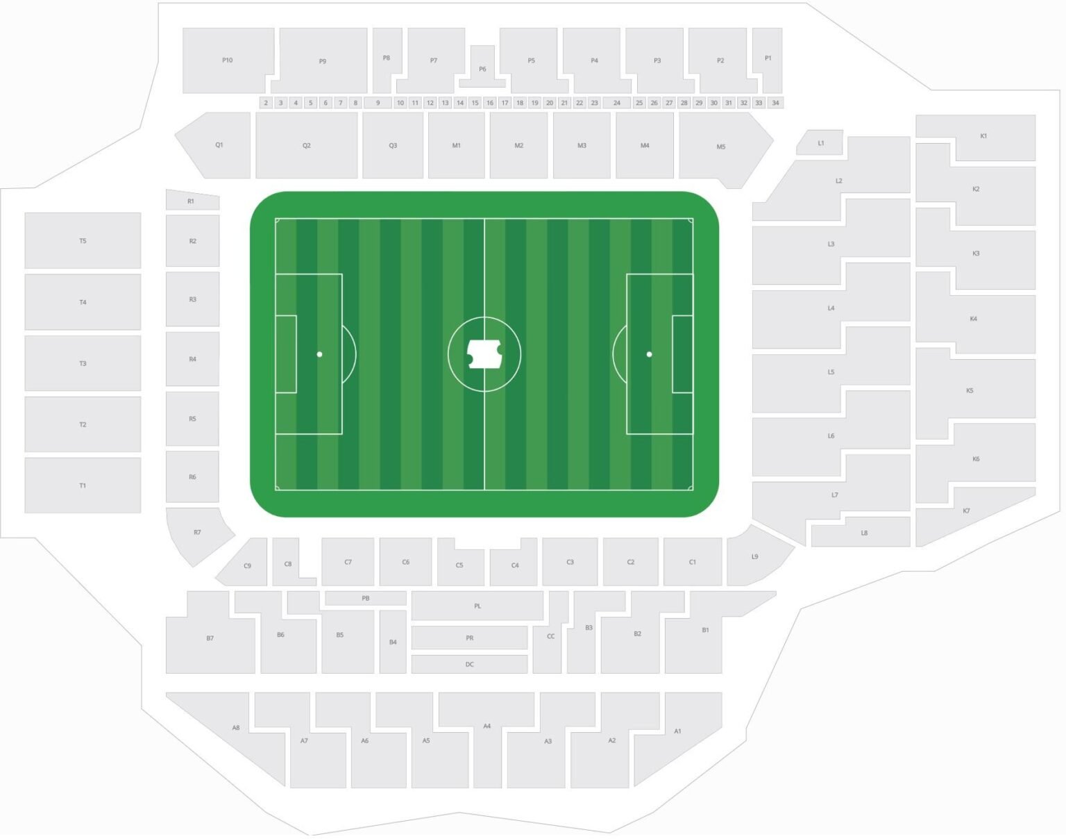 Villa Park Seating Chart with Seat Numbers and Rows