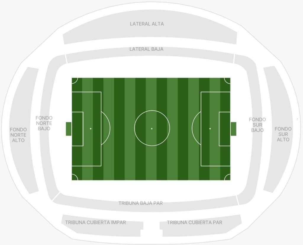 Estadio Coliseum Seating Map with Rows, Getafe CF La Liga Seat Map