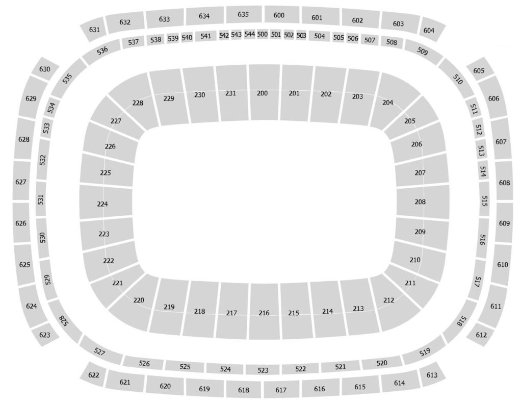 Nelson Mandela Bay Stadium Seating Plan with Seat Numbers and Rows