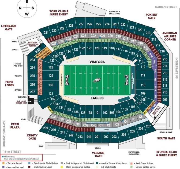Lincoln Financial Field Seating Chart with Seat Numbers - Best Seats ...
