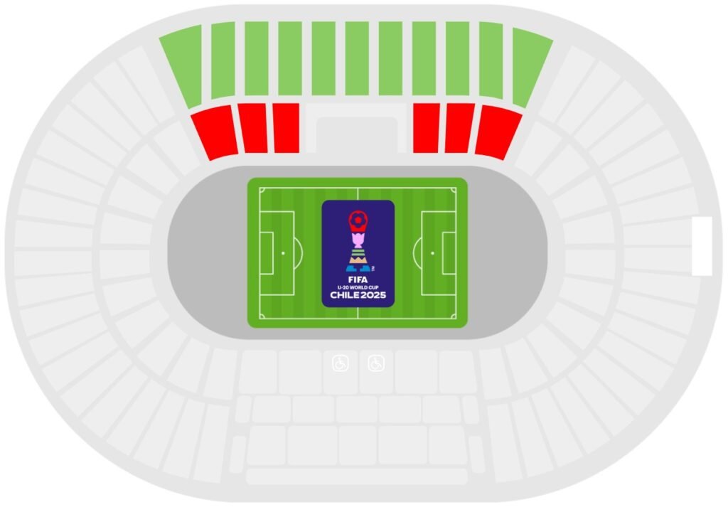 Chile National Stadium Seat Map with Seat Numbers and Rows