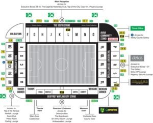 Carrow Road Seating Plan with Seat Numbers and Rows