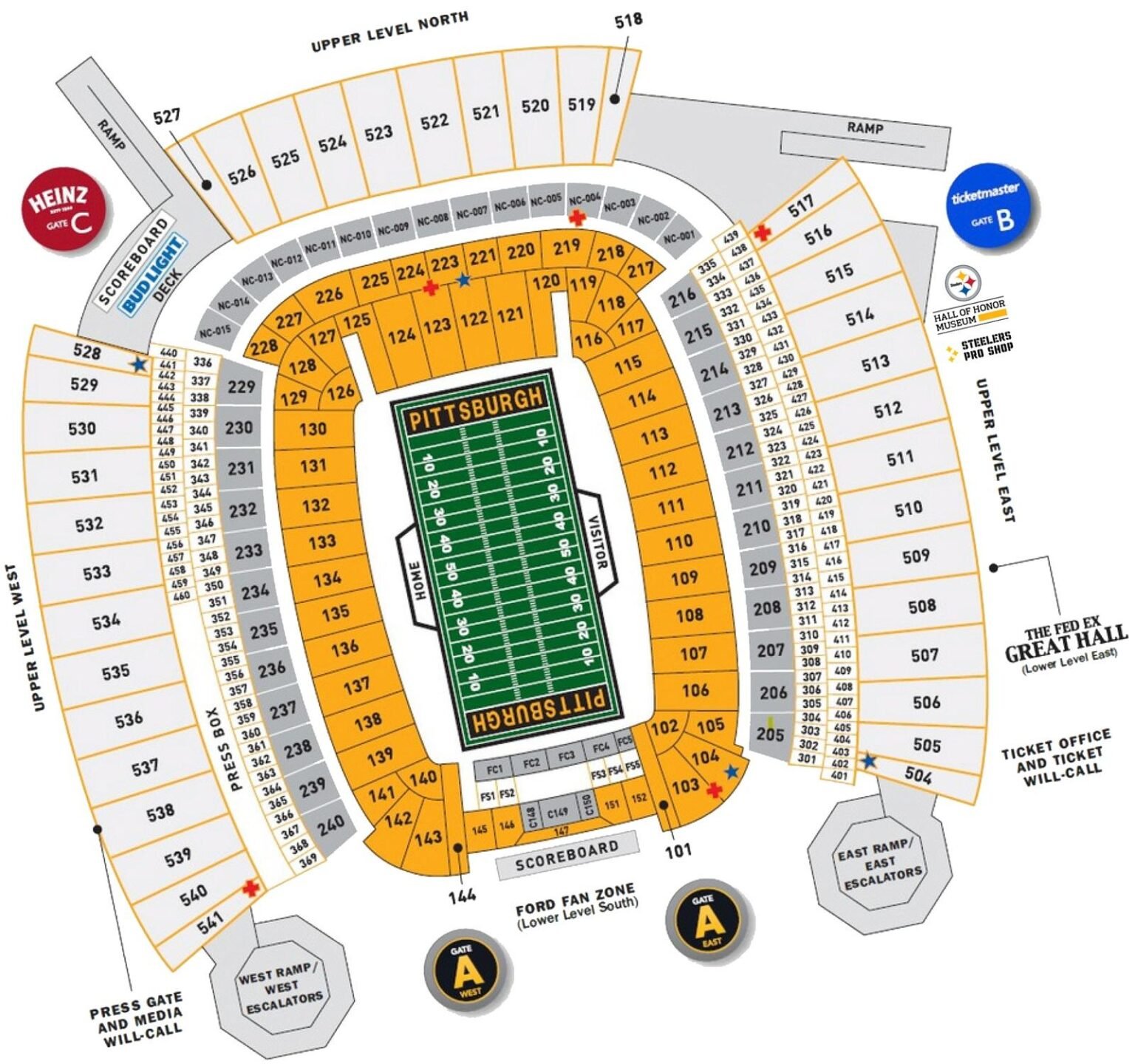 Acrisure Stadium Seating Chart with Seat Numbers, Best Seats, Parking Map