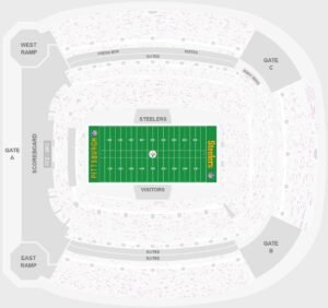 Acrisure Stadium Seating Chart with Rows and Seat Numbers