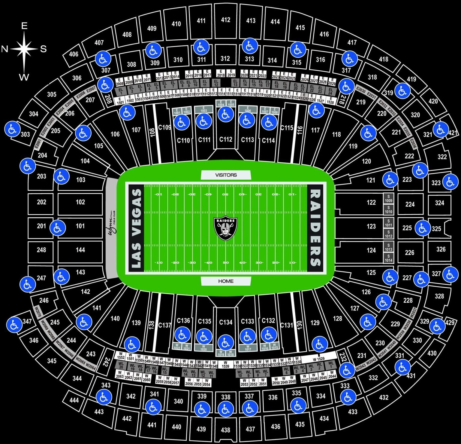 Allegiant Stadium Seating Chart with Rows and Seat Numbers