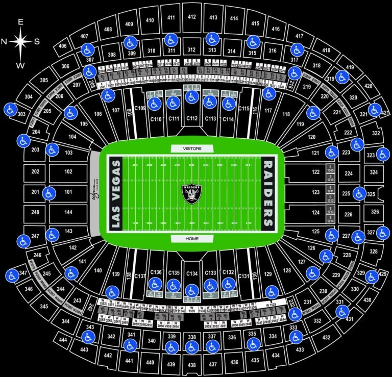 Allegiant Stadium Seating Chart with Seat Numbers and Rows