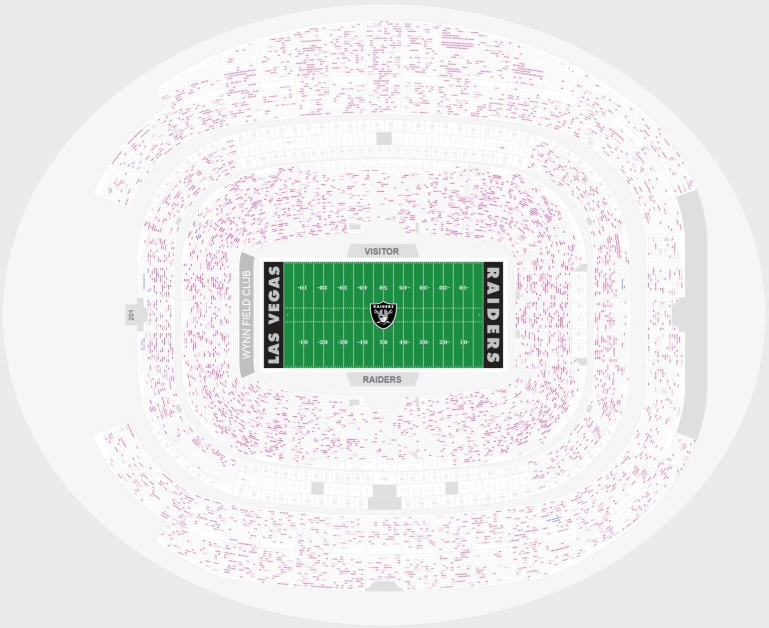 Allegiant Stadium Seating Chart with Seat Numbers and Rows