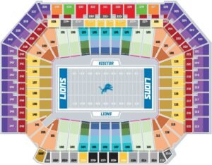 Ford Field Seating Chart with Seat Numbers and Rows