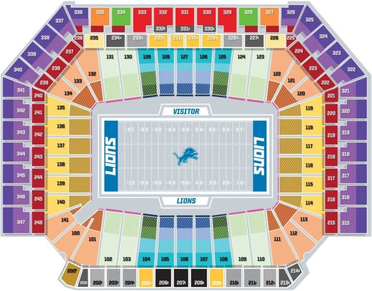 Ford Field Seating Chart with Seat Numbers and Rows