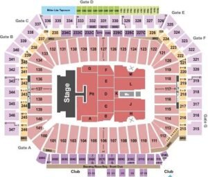 Ford Field Seating Chart with Seat Numbers and Rows