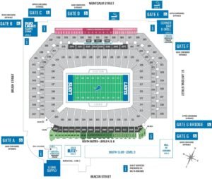 Ford Field Seating Chart with Seat Numbers and Rows