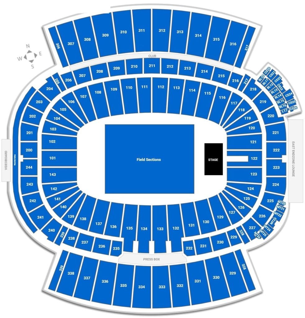 Highmark Stadium Seating Chart with Seat Numbers and Rows