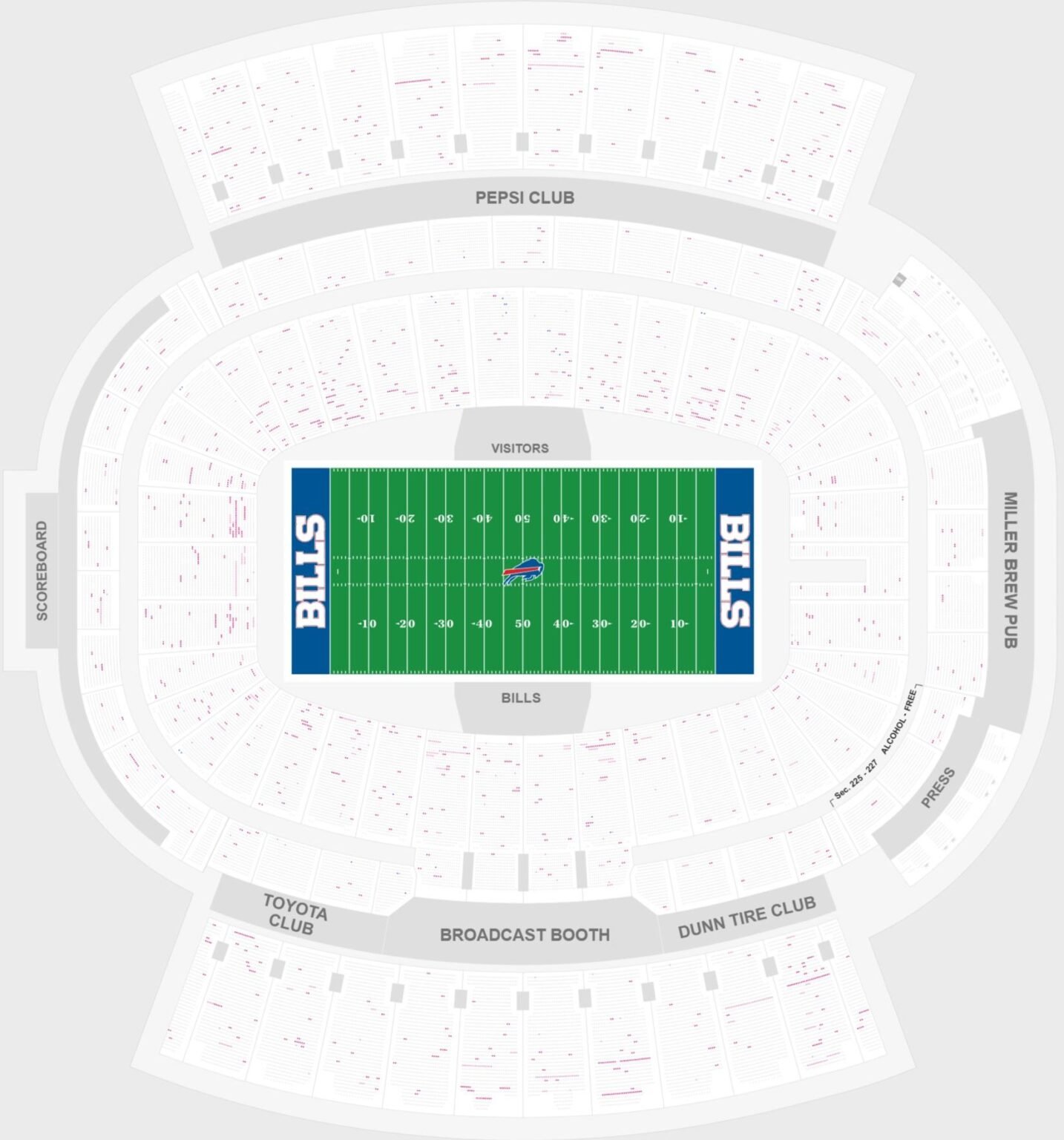Highmark Stadium Seating Chart with Seat Numbers and Rows