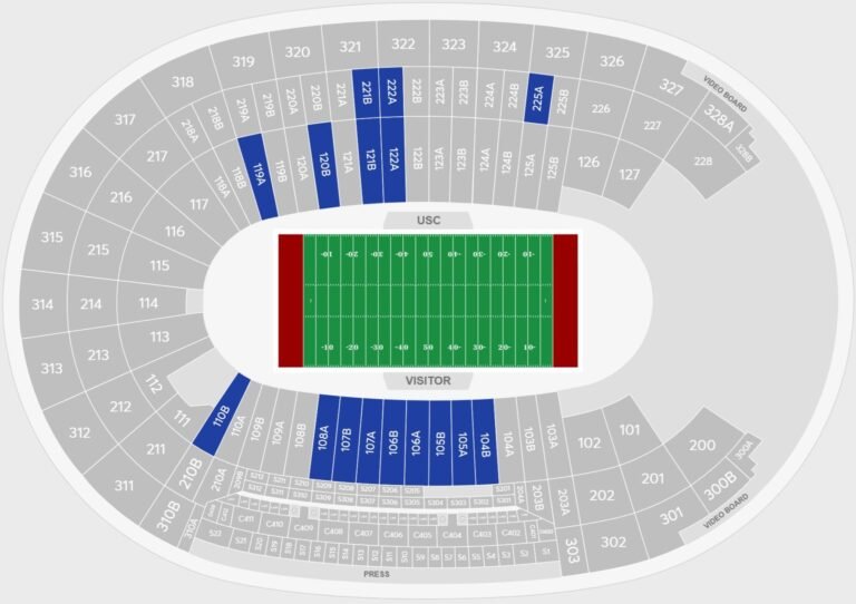 Los Angeles Memorial Coliseum Seating Chart with Seat Numbers