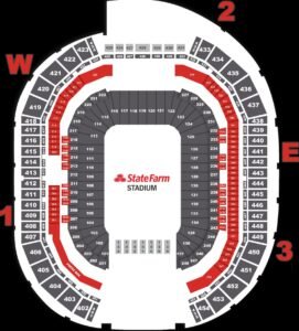 State Farm Stadium Seating Chart with Seat Numbers and Rows