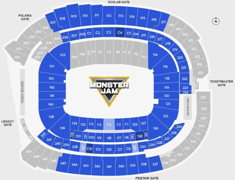 US Bank Stadium Seating Chart with Rows and Stands