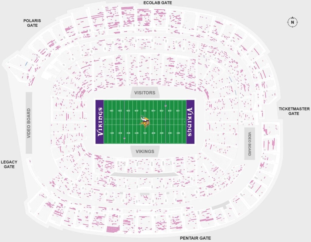US Bank Stadium Seating Chart with Rows and Stands
