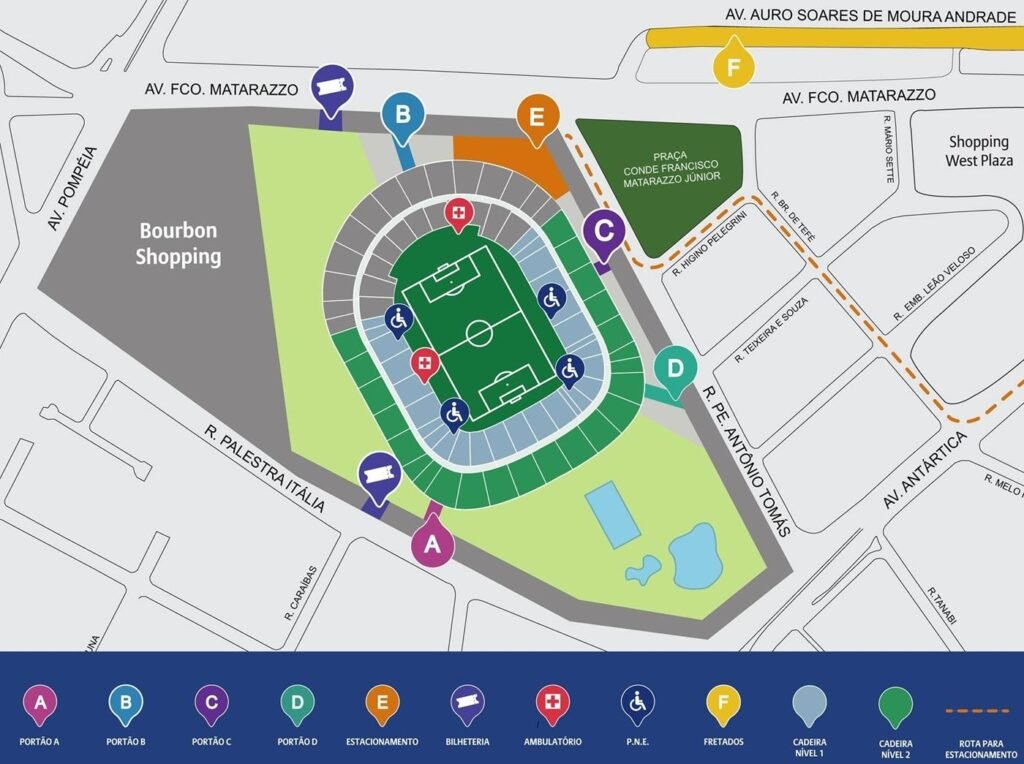 Allianz Parque Seating Map with Seat Numbers and Rows