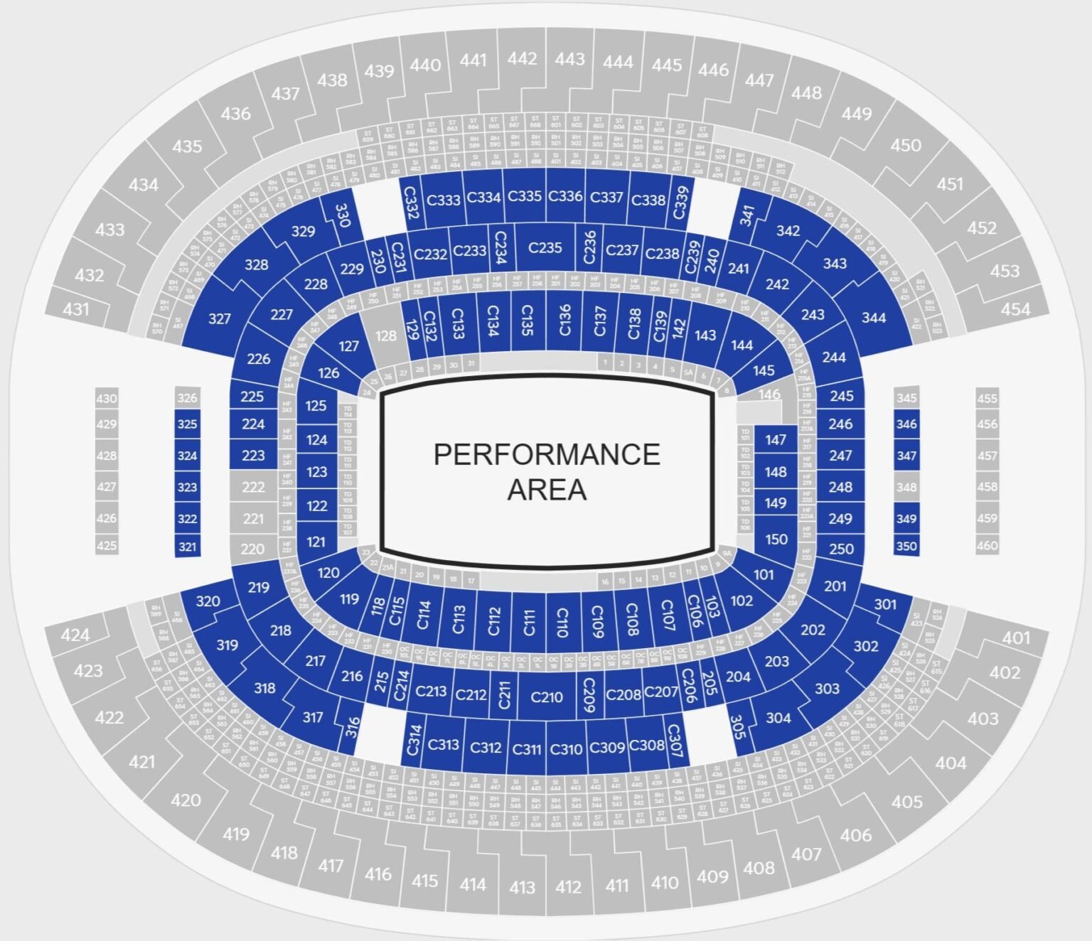 AT&T Stadium Seating Chart with Seat Numbers - Dallas Stadium