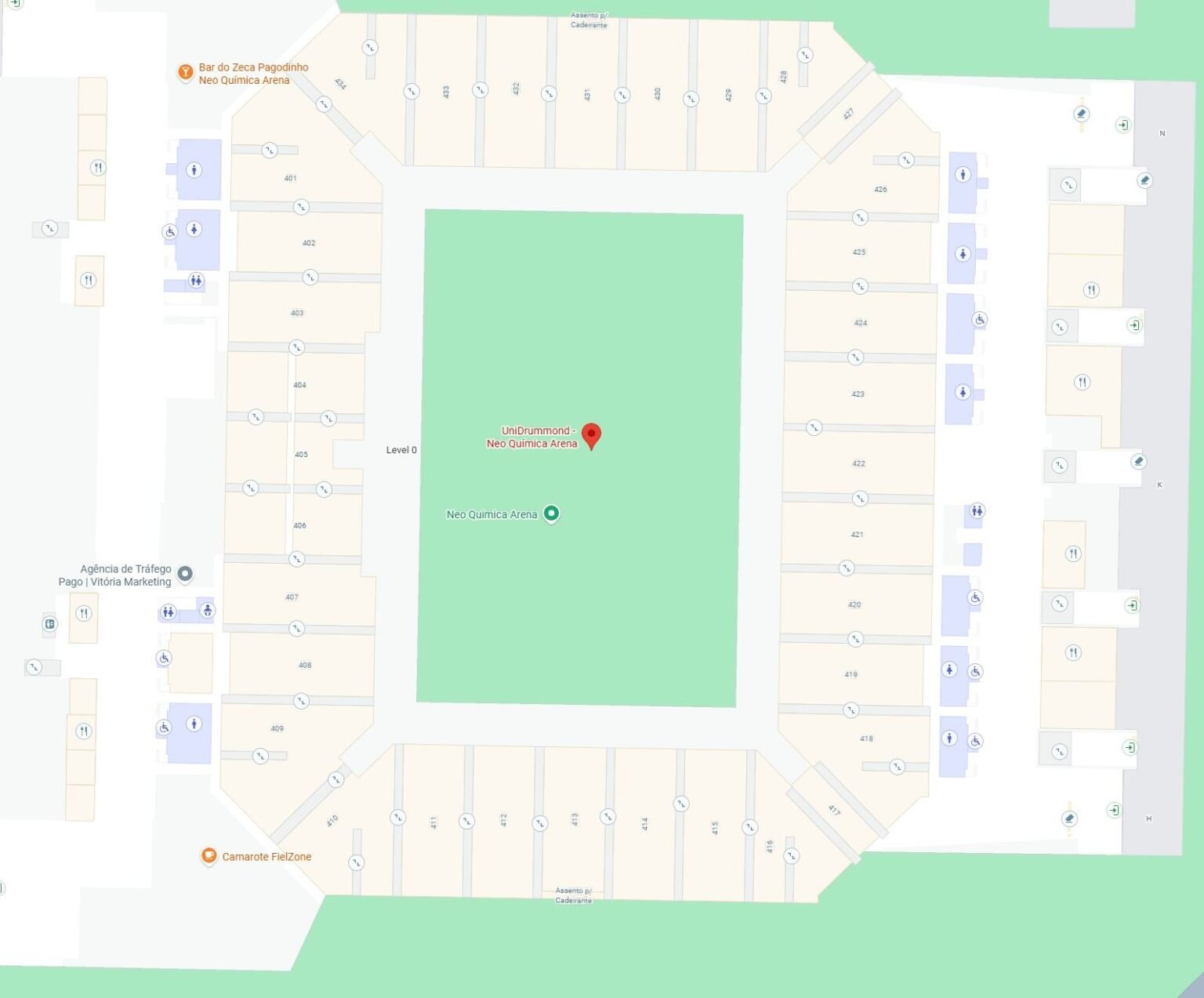 Neo Química Arena Seating Map with Seat Numbers and Rows