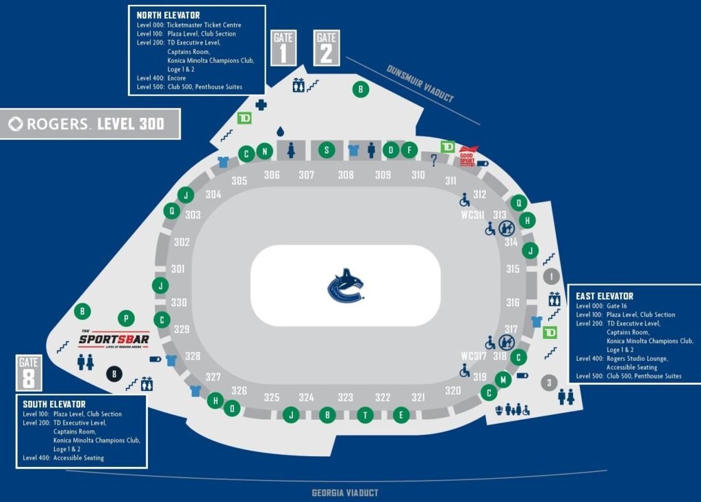 Rogers Arena Seating Chart with Seat Numbers and Rows
