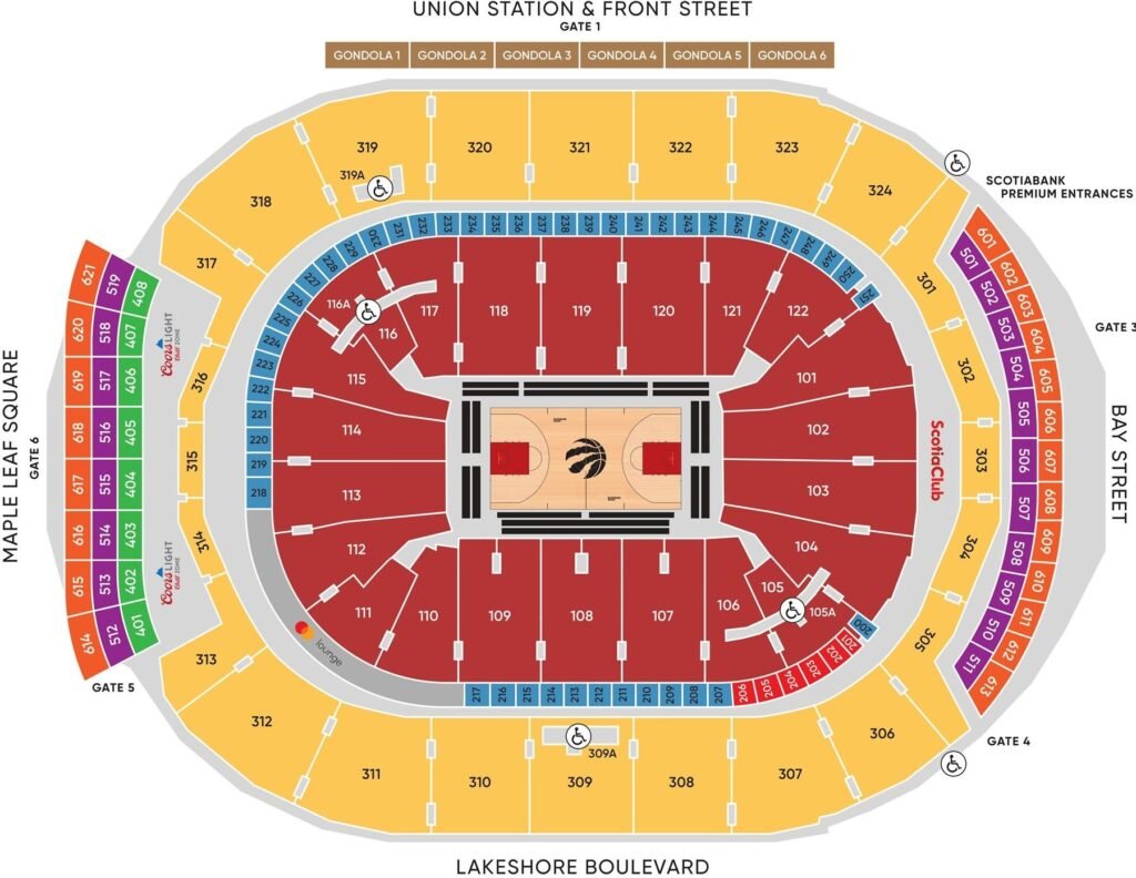 Scotiabank Arena Seating Chart with Seat Numbers and Rows