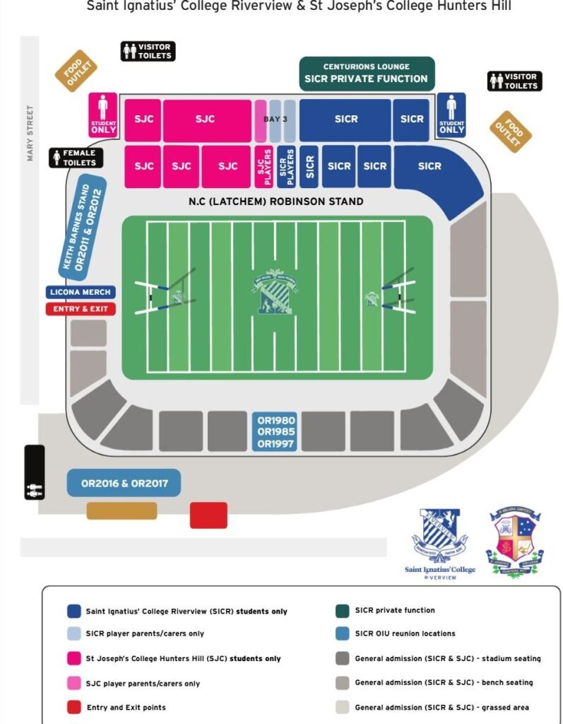 Leichhardt Oval Seating Map with Seat Numbers